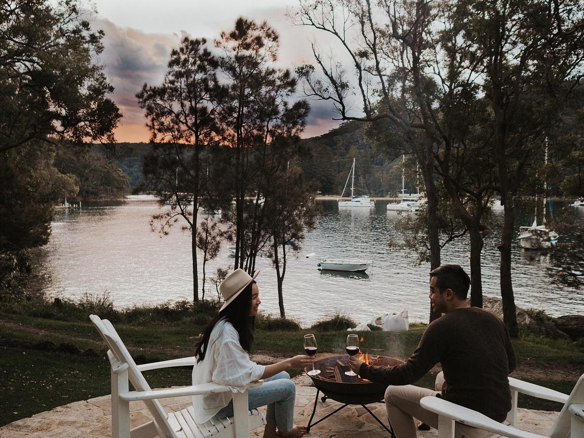 Sunset and Fire Pit on the Front Porch | Riparide